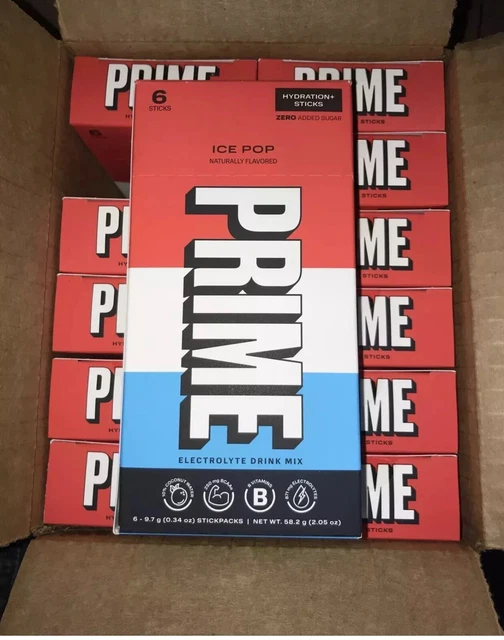 PRIME HYDRATION DRINK Mix Ice Pop 6 Sticks Exp 02/25 Lot Of 12 Boxes 72 ...