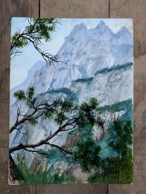 1968 - AQUARELLE Signee De Jocelyn Bievre Paysage De Montagne N° D'exposition EUR 19,90 ...