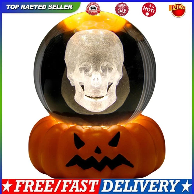 3D CRYSTAL BALL Pumpkin Base 3D Spider Web Skull Lamp Crystal Ball 3D ...