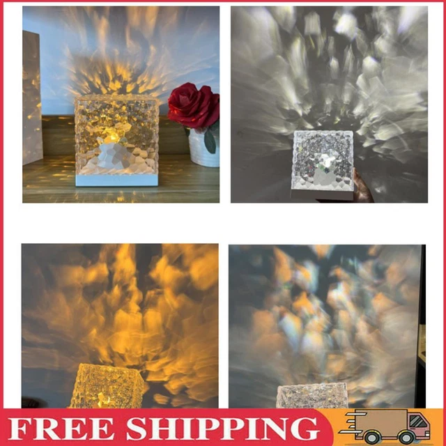 DYNAMIC LED WATER Ripple Rotating Projection Crystal Table Lamp 3 ...