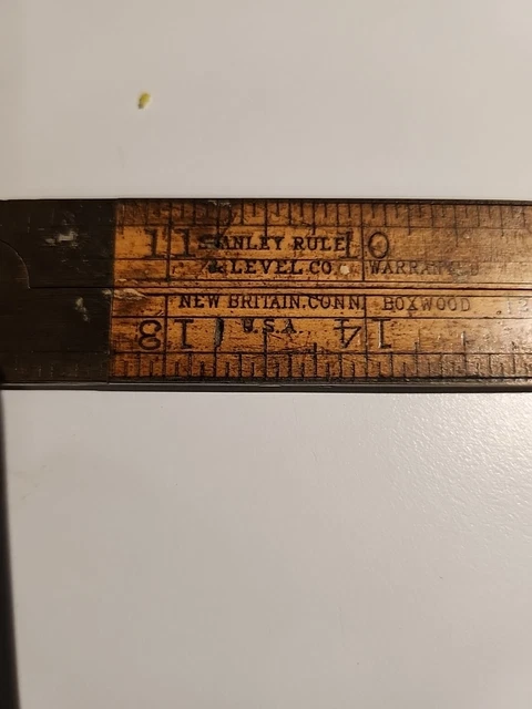 VINTAGE ANTIQUE STANLEY RULE & LEVEL Co. No.84 boxwood and brass Rule ...