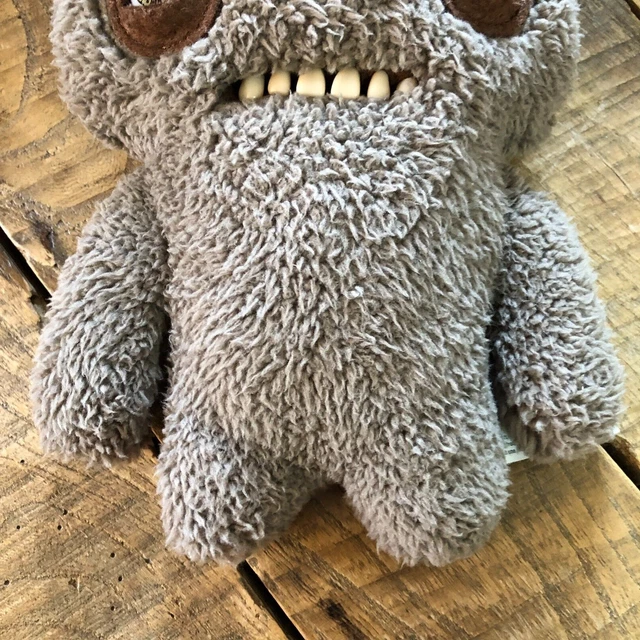 FUGGLER FUNNY UGLY Monster Three 3 Eyes Grey Plush Teeth 9 In Toy ...