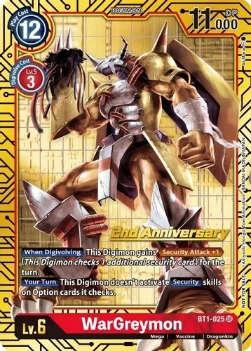 WARGREYMON (2ND ANNIVERSARY Card Set) BT1-025 SR Digimon Card Game $33.00 - PicClick AU