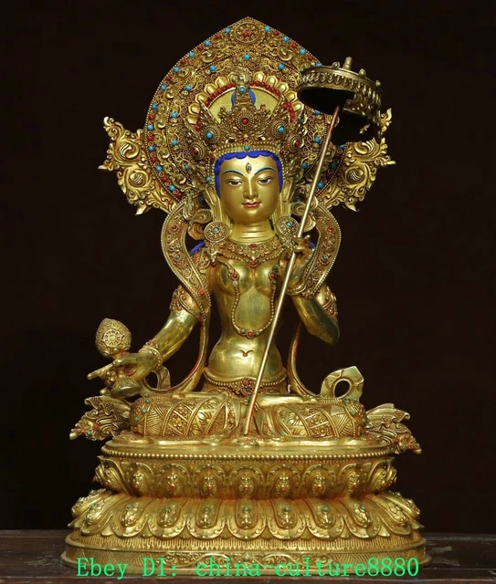 TIBET COPPER GILT Painting 7 eyes Guanyin Buddha Statue Les sept yeux du Bouddha EUR 552,00 ...