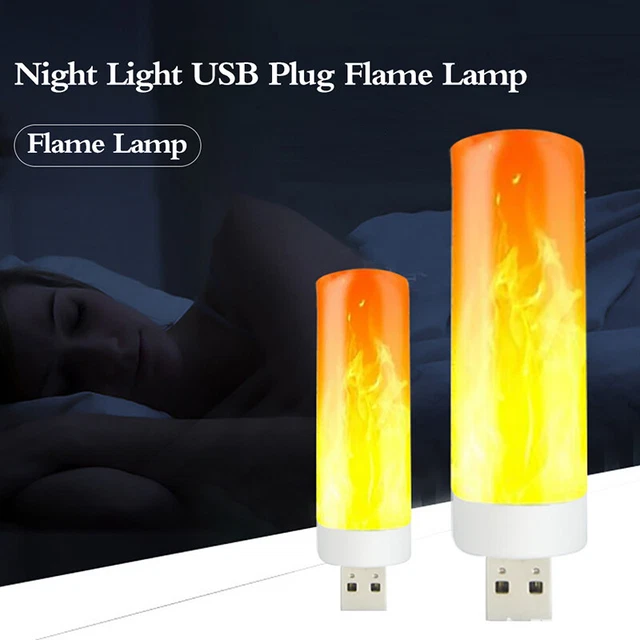 LED USB FLAME Lamp Computer Mobile Power Charging Mini Portable ...