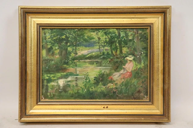 IDYLLE AM FLUSSUFER Ölgemälde unleserlich signiert datiert 1901 (BK3360) EUR 106,00 - PicClick DE