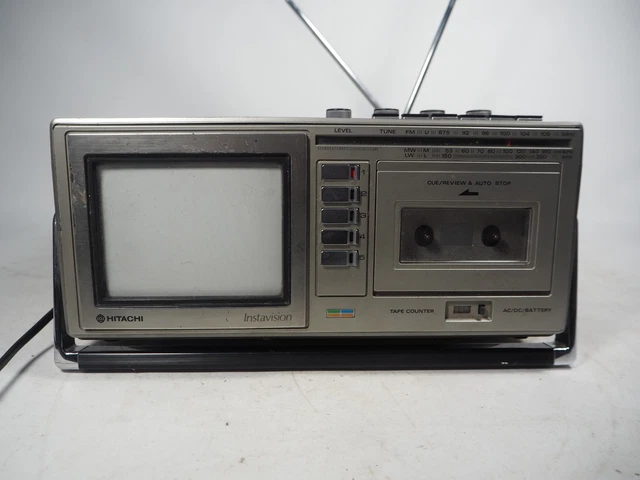 VINTAGE HITACHI CPT0652 Portable Colour TV Radio Tape Player Recorder ...