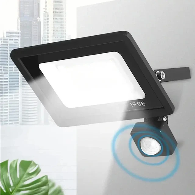 LED PIR MOTION Sensor Floodlight Outdoor Wall Light Spotlight 100W 50W ...