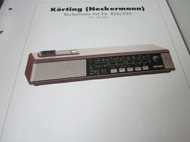 RADIO ARCHIV N 02 Schaltplan Körting Neckermann Bio Ionisator 826 1975 EUR 6,85 - PicClick DE