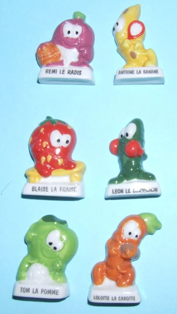SÉRIE COMPLÈTE DE 6 fèves fruits et légumes 1 2 3 bougez EUR 6,00 ...