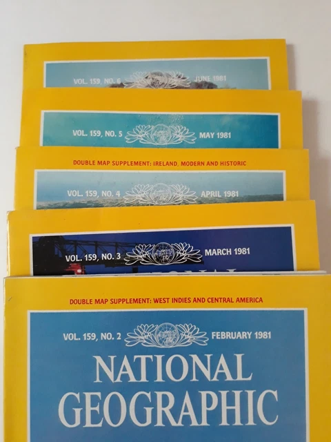 NATIONAL GEOGRAPHIC MAGAZINES 5 issues from 1981 February march April ...