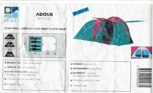 JAMET 4 PERSON tent £34.77 - PicClick UK