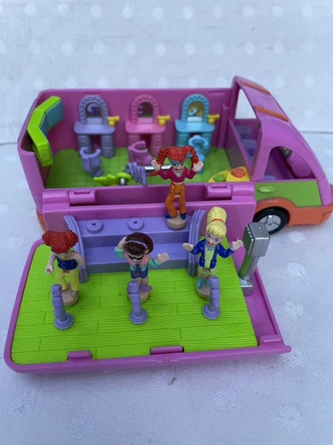 VINTAGE 1998 POLLY Pocket & The Pops Tour Bus With 4 Original Figures ...