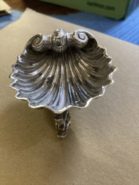ANTIQUE LONDON Silver Shell Open Salt Dish Cellar 3-Fish Feet 1864 $82. ...