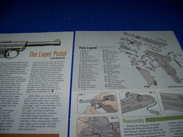 HISTORY: LUGER PISTOL ...Details/Exploded View (73Bb) £15.18 - PicClick UK