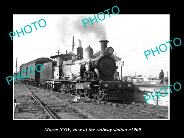 OLD POSTCARD SIZE PHOTO OF MOREE NSW VIEW OF THE RAILWAY STATION c1900 ...