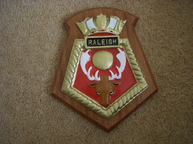 ROYAL NAVY HMS Raleigh ships crest £20.00 - PicClick UK