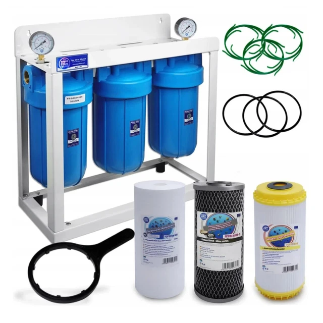 3 STAGE BIG Blue 10" Water purifier and dechlorinator filter kit £187. ...