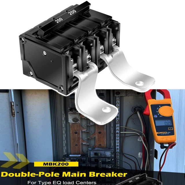 200 AMP DOUBLE-POLE Main Breaker Conversion Kit Plug-in 2 Pole 120/240 ...