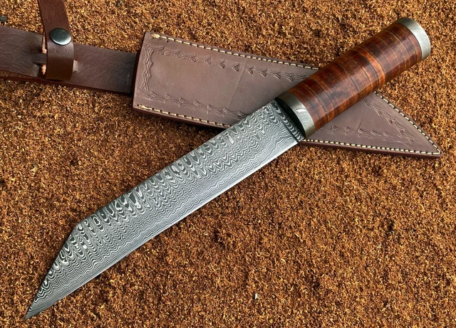 CUSTOM MADE HAND Forged Damascus Steel Medieval Viking Seax Knife $249. ...