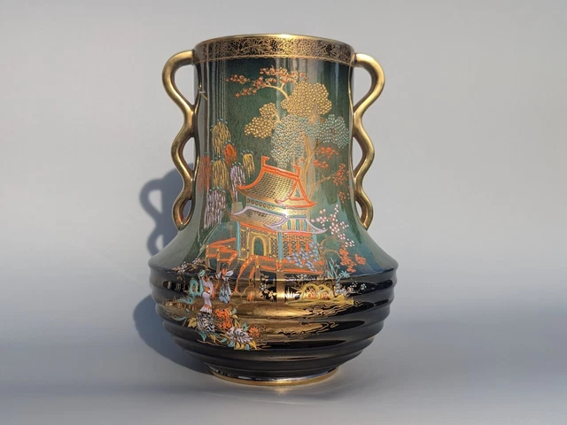 ANTIQUE C1930S CARLTON Ware Art Deco Green Lustre Chinese Pagoda ...