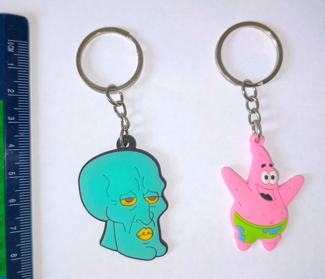 NEW 2 PCS Spongebob Squarepants and Squidward Keychain Keyrings Key ...