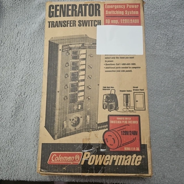 COLEMAN POWERMATE GENERATOR Transfer Switch 30A Model PA0650080 NEW £ ...