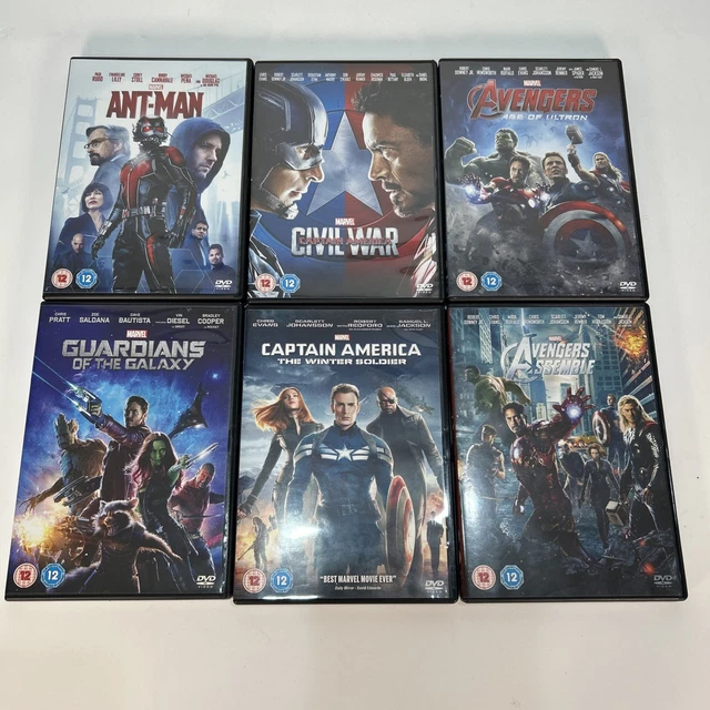MARVEL DVD BUNDLE Of 6 Avengers Captain America Guardians Of The Galaxy ...