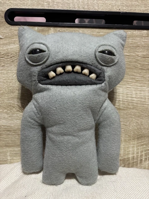 FUGGLER WIDE EYED Weirdo Grey Felt Soft Toy Plush 9" Funny Ugly Monster ...