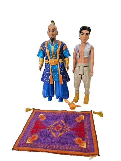 DISNEY ALADDIN DOLLS Genie Flying Carpet Lamp Will Smith Live Action ...