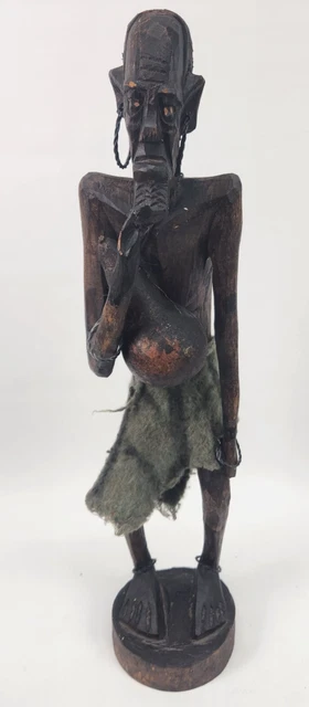 VINTAGE AFRICAN TRIBAL Man Folk-art Statue 19" Carved Wooden Figure £76 ...