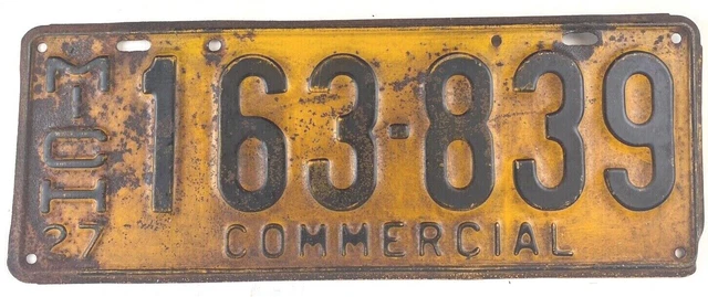 VINTAGE MICHIGAN 1927 Old Commercial License Plate Man Cave Wall Decor ...