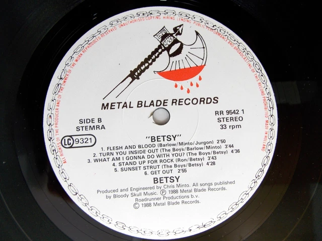 LP VINYLE BETSY S/t {Original 1er} 1988 Metal Blade Betsy Weiss The ...