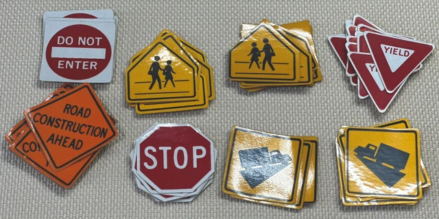 86 MINI ROAD Sign Stickers Reflective Decals RC Track Model Train Signs ...