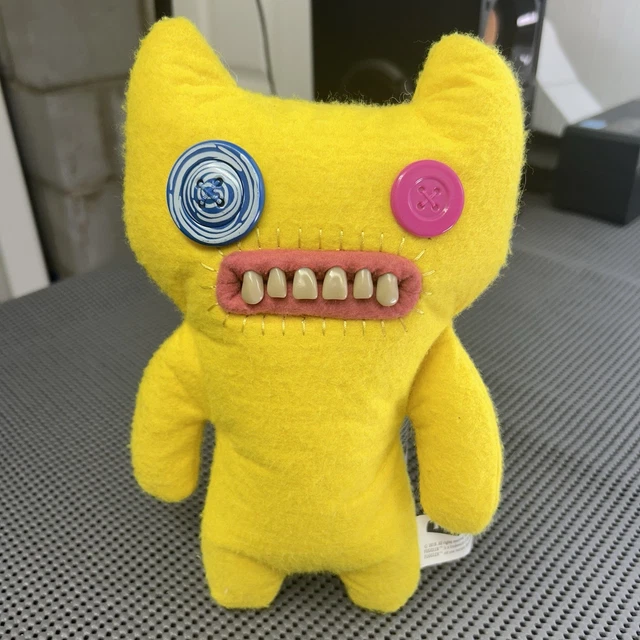 FUGGLER FUNNY UGLY Monster Yellow Plush 10" Button Eyes Teeth Rare ...