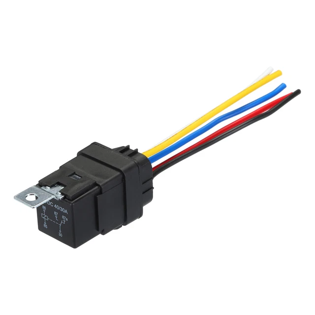 12V DC 5-PIN 30/40Amp Interlocking Relay Socket Harness Base Style SPDT ...