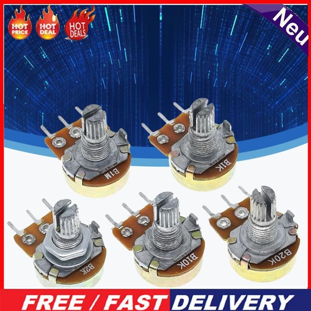 5SET WH148 POTENTIOMETER Pots Kit with AG2 White Cap for Arduino (100K ...