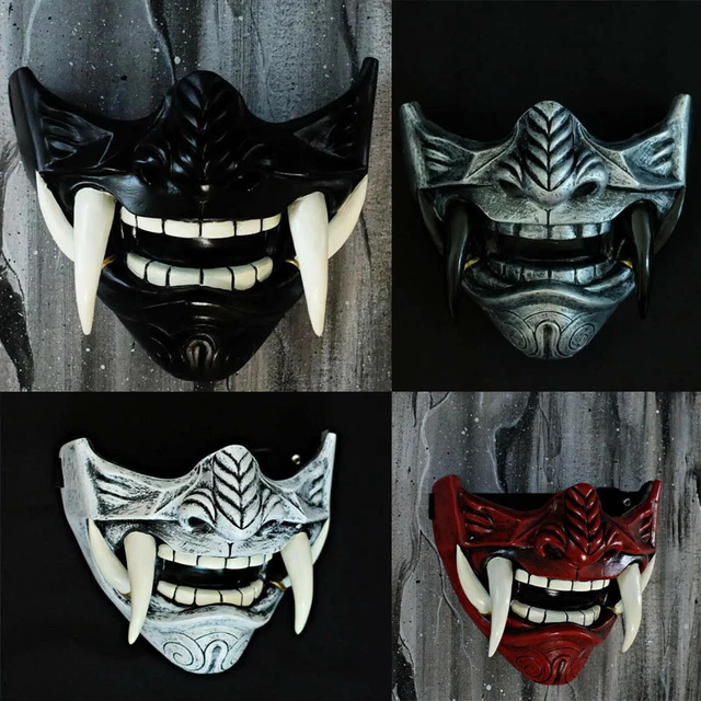LATEX JAPANESE PRAJNA Hannya Noh Kabuki Demon Samurai Half Face Mask ...