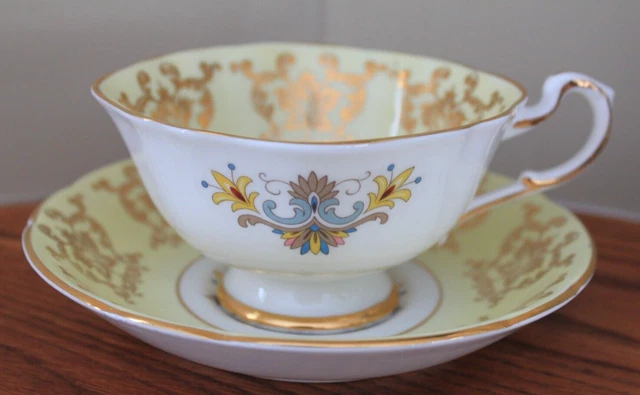 VINTAGE PARAGON TEA Cup & Saucer Set Yellow Gold Gilt Floral made in ...