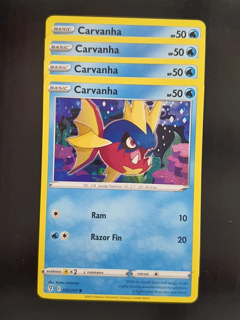 4X POKEMON CARVANHA 035/203 Común No Holo Evolución Cielos [7] EUR 1,82 ...