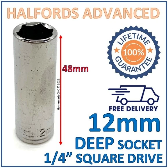 HALFORDS ADVANCED 12MM 1/4" Square Drive 6 Point Deep Socket -Lifetime ...