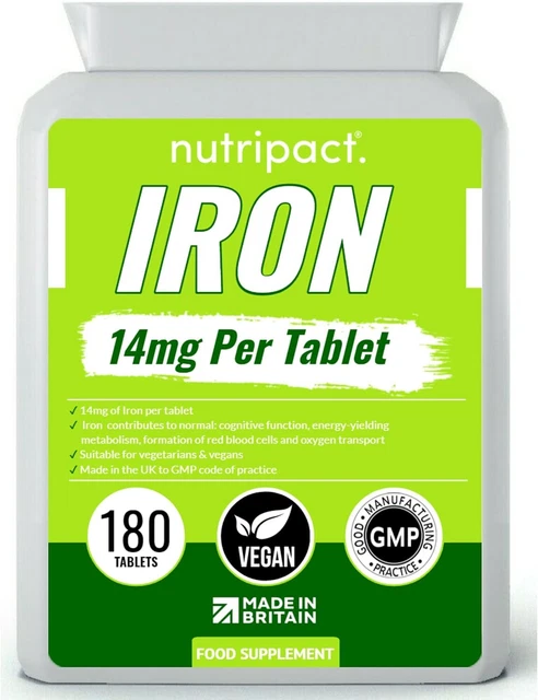 IRON TABLETS 14MG - Easy to Swallow one-a-day formula - Helps Reduce ...