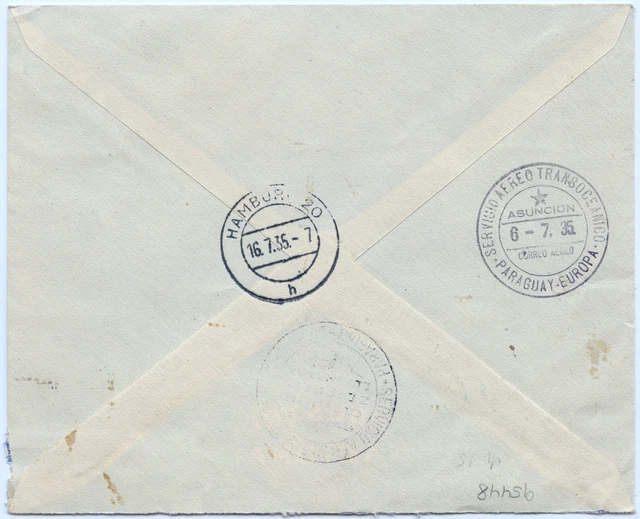 KATAPULT 1935 PARAGUAY Asuncion Hamburg Reko-Brief H 387 c Catapult ...