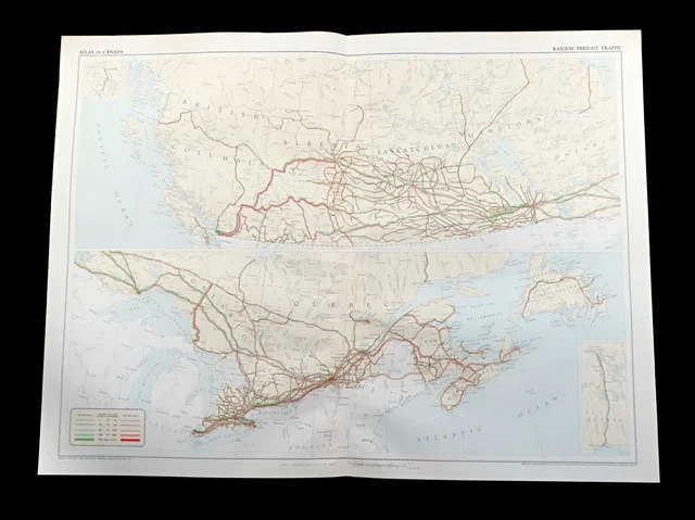 RAILWAY MAP OF Canada Freight Rail Network Routes Traffic Large Vintage ...
