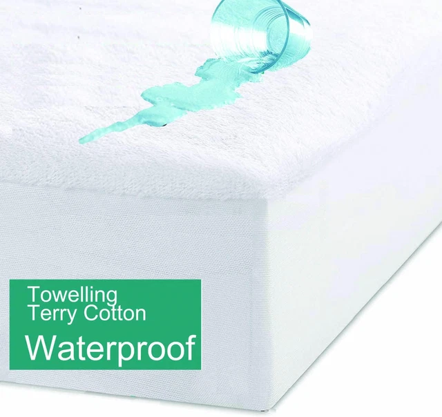 COTTON WATERPROOF MATTRESS Protector Single Size Fully Fitted Cotton ...