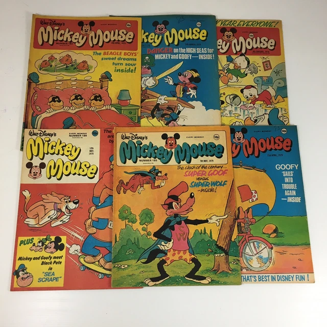 WALT DISNEYS MICKEY Mouse Comics 1979; 168 179 182 183 185 & 186 £19.95 ...