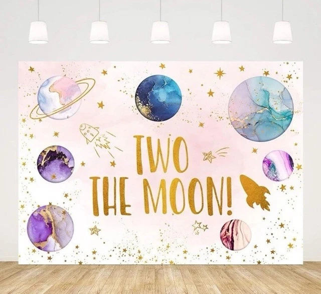 7X5FT TWO THE Moon Backdrop Outer Space 2nd Birthday Decoration $10.23 ...