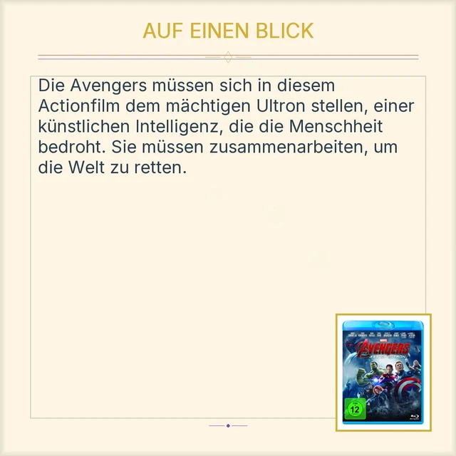 MARVEL AVENGERS AGE of Ultron Blu-Ray Science-Fiction Film Robert ...