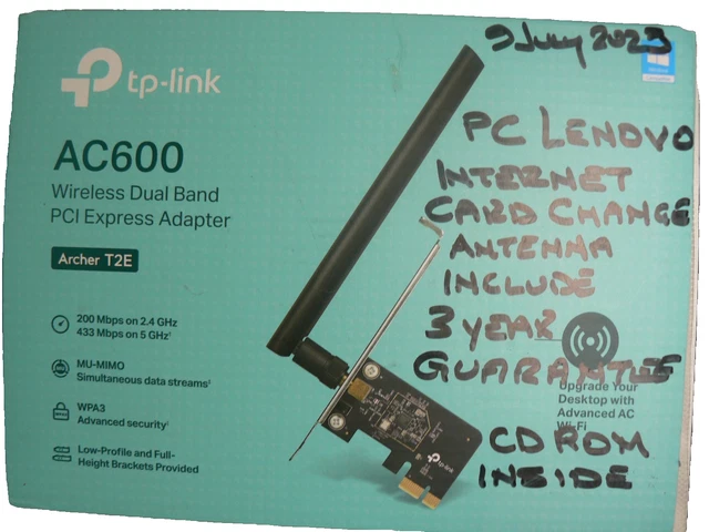 TP-LINK ARCHER T2E AC600 Dual-Band PCIe WiFi Adapter – MU-MIMO, WPA3 ...