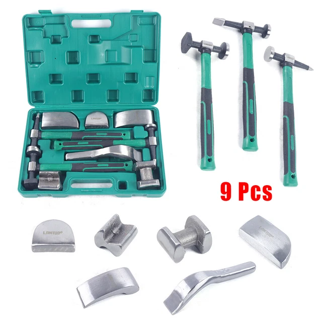 9PCS SET CAR Auto Body Work Hammer Fender Hand Tool Dent Crowbar Repair ...